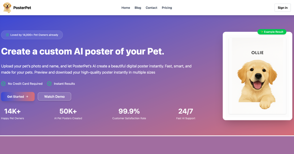 PosterPet | Create Custom AI Pet Posters Instantly